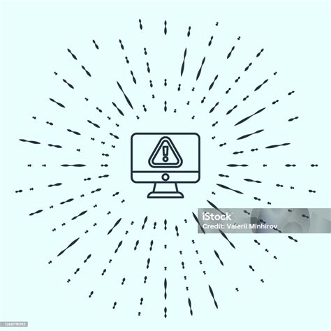 회색 배경에 격리 된 느낌표 아이콘이있는 검은 줄 컴퓨터 모니터 경고 메시지 스마트 폰 알림 추상 원 임의점 벡터 가능성에 대한