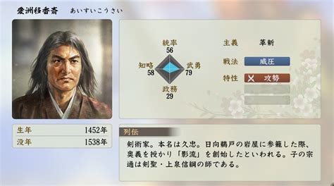 愛洲久忠愛洲移香斎信長の野望武将能力からみる評価と来歴