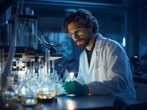 Premium Ai Image Male Scientist Conducting Experiments In A High Tech Lab
