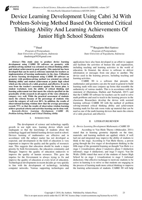 pdf device learning development using cabri 3d with problem solving
