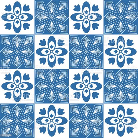 Azulejo 파란색 사각형 배경 포르투갈어 타일 벽 장식 귀여운 복고풍 디자인 벡터 일러스트 레이 션 0명에 대한 스톡 벡터 아트 및 기타 이미지 Istock