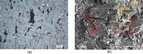 Optical And Sem Micrographs Of B5 Composite A Polished Surface B