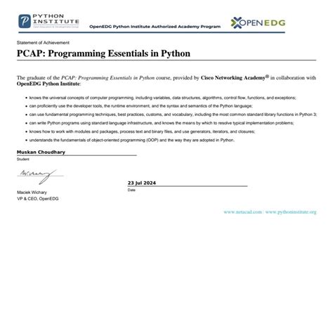 Python Cisconetworkingacademy Openedg Gratitude Muskan Choudhary