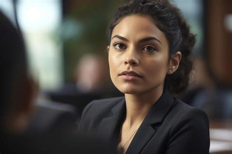 Premium Ai Image A Woman In A Suit Sits In A Conference Room