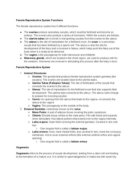 Module 30 Reproductive System Female Reproductive System Functions