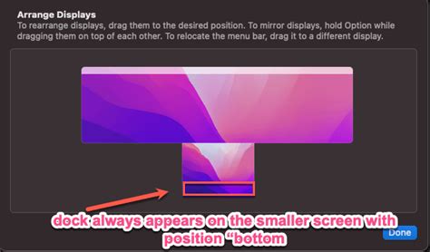 multiple displays dock not in main display issue r macos