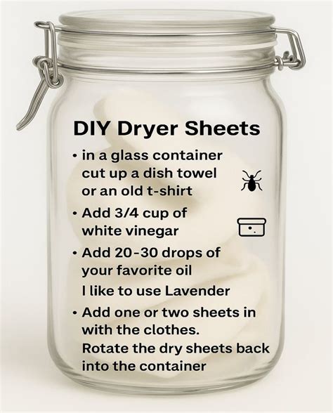 Diy Dryer Sheets In Mason Jar Natural Dyed Dryer Sheets Diy Laundry Room Cleaner Homemade