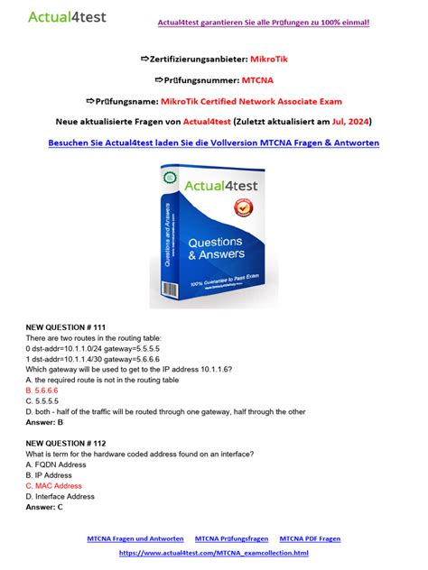 Jul 2024 Actual4test Mtcna Pdf Dumps And Mtcna Exam Questions Q111 Q126 Pdf Router