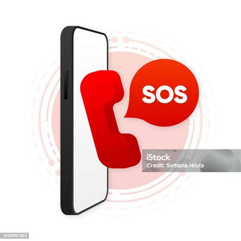 Sos 긴급 전화 911 전화 긴급 전화 도움을 청하는 외침 핫라인 개념입니다 벡터 그림입니다 Sos에 대한 스톡 벡터 아트 및