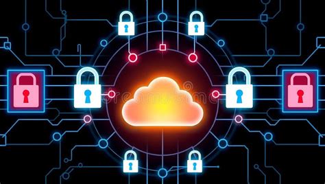 Cloud Security Network Secured With Multiple Padlocks Stock Illustration Illustration Of