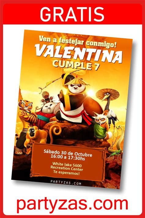 Invitación Kung Fu Panda Gratis Para Editar Realiza Esta Tarjeta Invitación De Kung Fu Panda