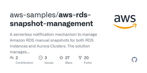 GitHub Aws Samples Aws Rds Snapshot Management A Serverless Notification Mechanism To Manage