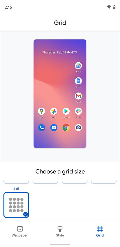 Android 12 Dp1 Pixel Launcher Gains New 4x5 Grid Option