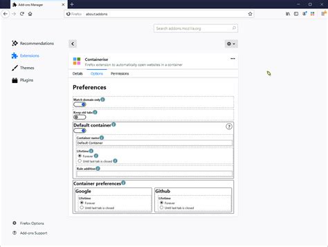 Restrict A Container To A Single Domain · Issue 847 · Mozillamulti Account Containers · Github