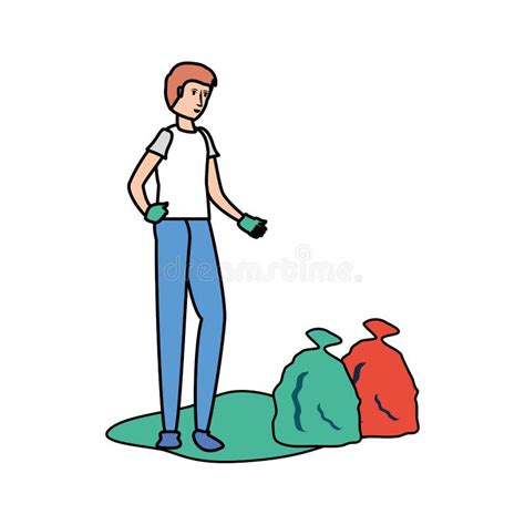 Avatar Man With Trash Bag Design Stock Illustration Illustration Of