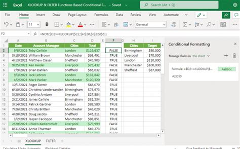 Conditional Formatting Using Xlookup And Filters Functions In Excel For