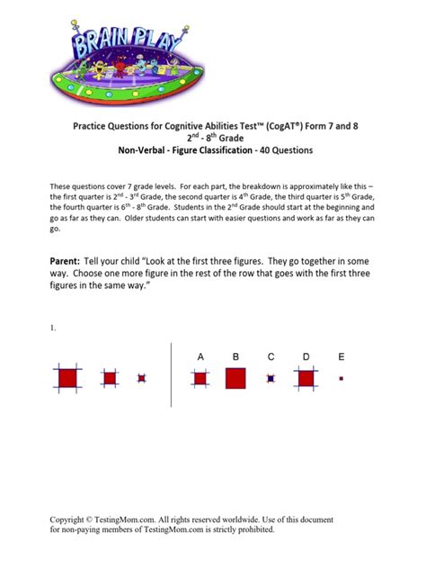 Cogat Nonverbal Figural Classification 2nd 8th Grade Testing Mom