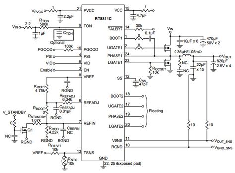 Typical Application Of 1 Active Phase Configuration For Rt8811c Dual
