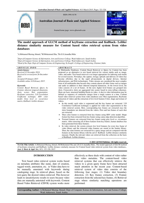 Pdf Australian Journal Of Basic And Applied Sciences The Model Approach Of Glcm Method Of
