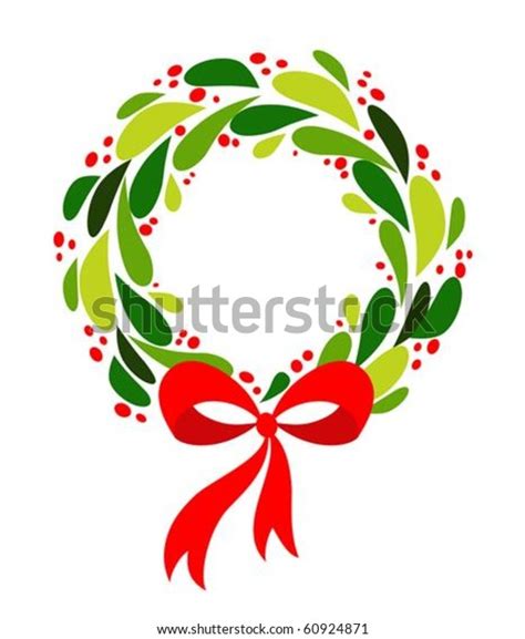 Christmas Wreath Red Bow Stock Vector Royalty Free 60924871