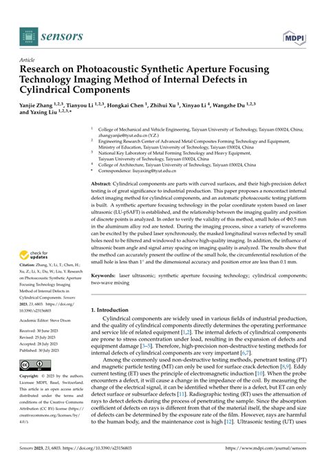 Pdf Research On Photoacoustic Synthetic Aperture Focusing Technology Imaging Method Of