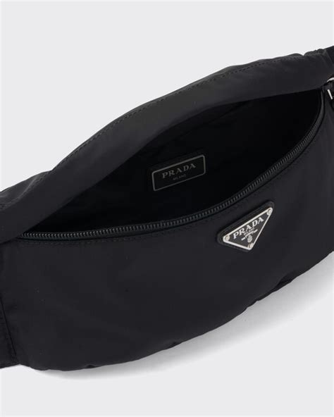 Black Re Nylon And Saffiano Leather Belt Bag Prada
