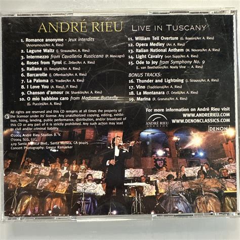 Andre Rieu Tuscany Track List Andre Rieu Romantic Europe Special