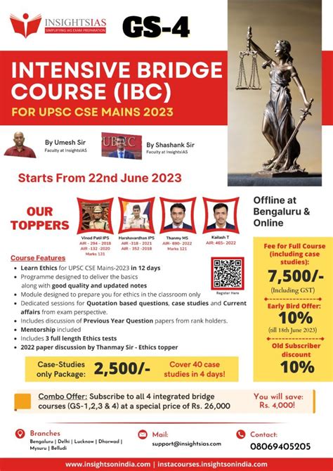Admissions Open Intensive Bridge Courseibc For Gs 4 For Upsc Mains