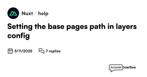 Setting The Base Pages Path In Layers Config Nuxt