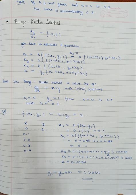 Numerical Analysis Runge Kutta Note H I Hot Gwtn And Ko O 2ssmate He