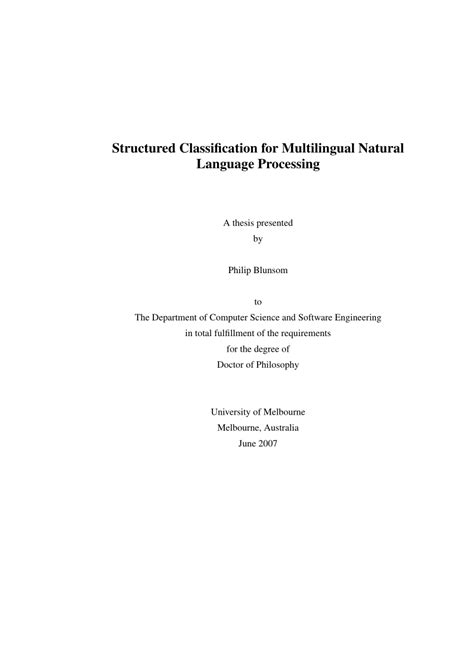Pdf Structured Classification For Multilingual Natural Language Processing