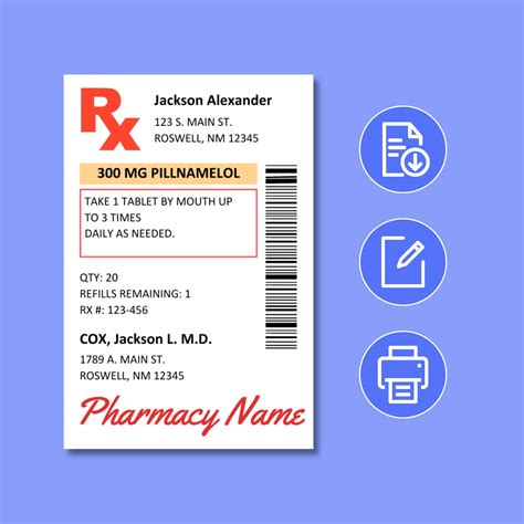 Prescription Label Template Editable Rx Bottle Label Template Fun Pill Bottle Label Custom
