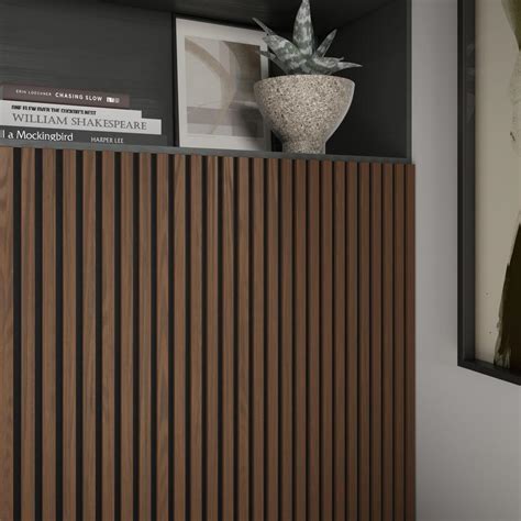 Howdens 24m X 600mm Hockley Walnut Veneered Mdf Acoustic Slatted Wall