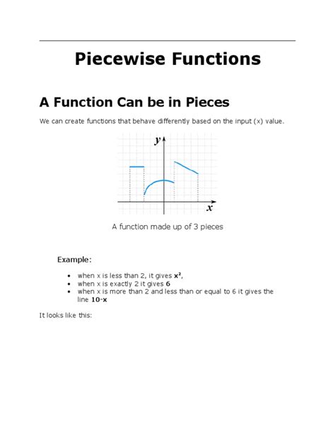 Piecewise Functions Explained Pdf