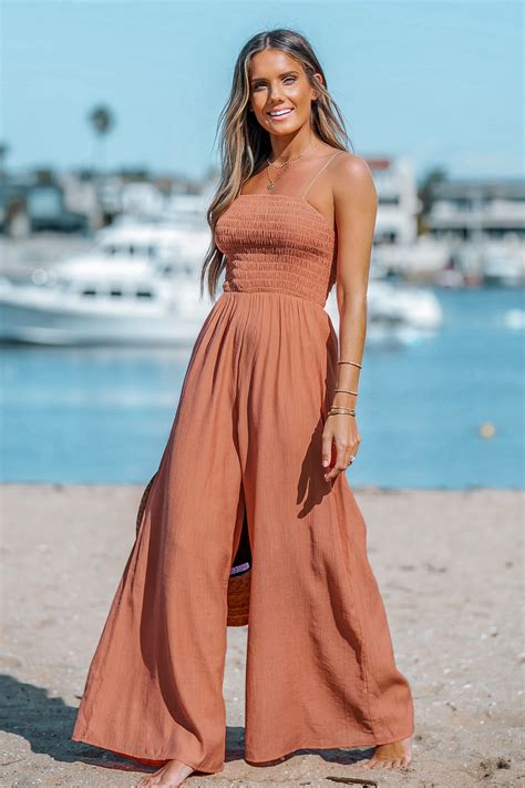 Janet Smocked Wide Leg Jumpsuit Cupshe Au