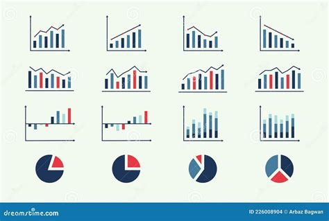 Graph Of Line Column Stack And Pie Infographic Charts Set Vector
