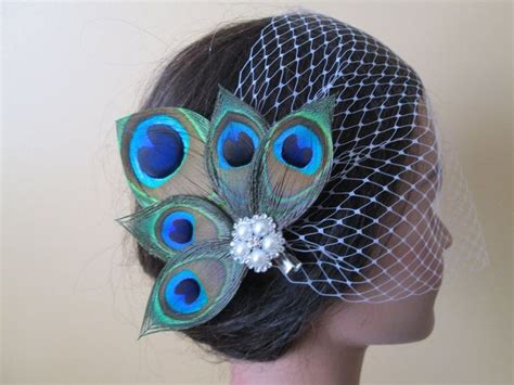 Peacock Veil Peacock Wedding Hair Flower Fascinator Bridal Bandeau