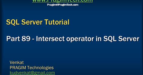 Sql Server Net And C Video Tutorial Intersect Operator In Sql Server