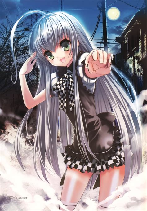 Safebooru Ahoge Checkered Green Eyes Haiyore Nyaruko San Highres