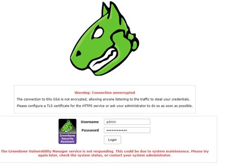 the greenbone vulnerability manager service is not responding this