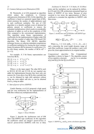 FPGA Implementation Of FIR Filter Using Various Algorithms A