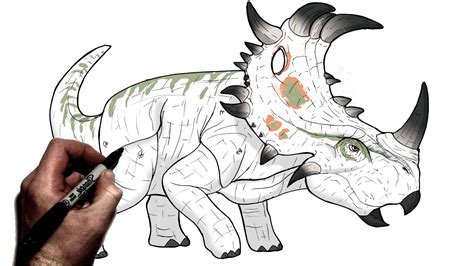 How To Draw Sinoceratops Step By Step Jurassic World Youtube