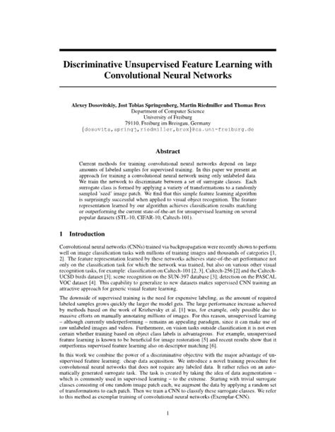 Discriminative Unsupervised Feature Learning With Convolutional Neural