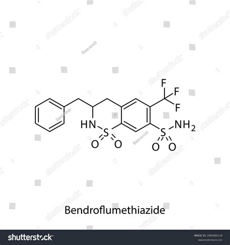 Bendroflumethiazide Molecular Structure Flat Skeletal Chemical Stock Vector Royalty Free