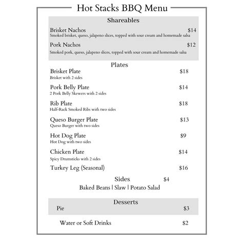 Menu At Hot Stacks Bbq Food Truck Humble