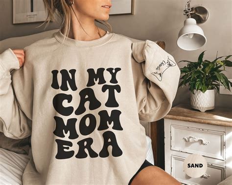 Custom Cat Ear Sweatshirt In My Cat Mom Era Sweatshirt Personalized Cat