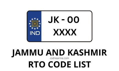 Jammu And Kashmir Rto Code List Vehicle Registration Code