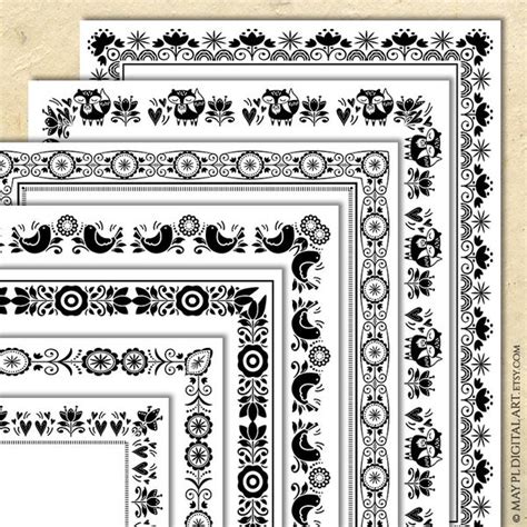 Nordic Border Clipart Etsy