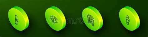 Set Isometric Line Papyrus Scroll Eye Of Horus Egyptian Pharaoh And Mummy Icon Vector Stock
