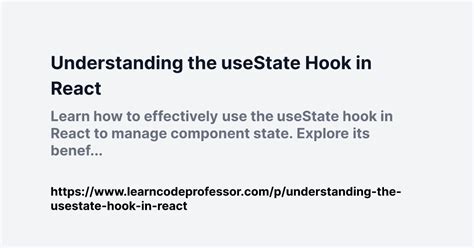 Understanding The Usestate Hook In React Learncodeprofessor